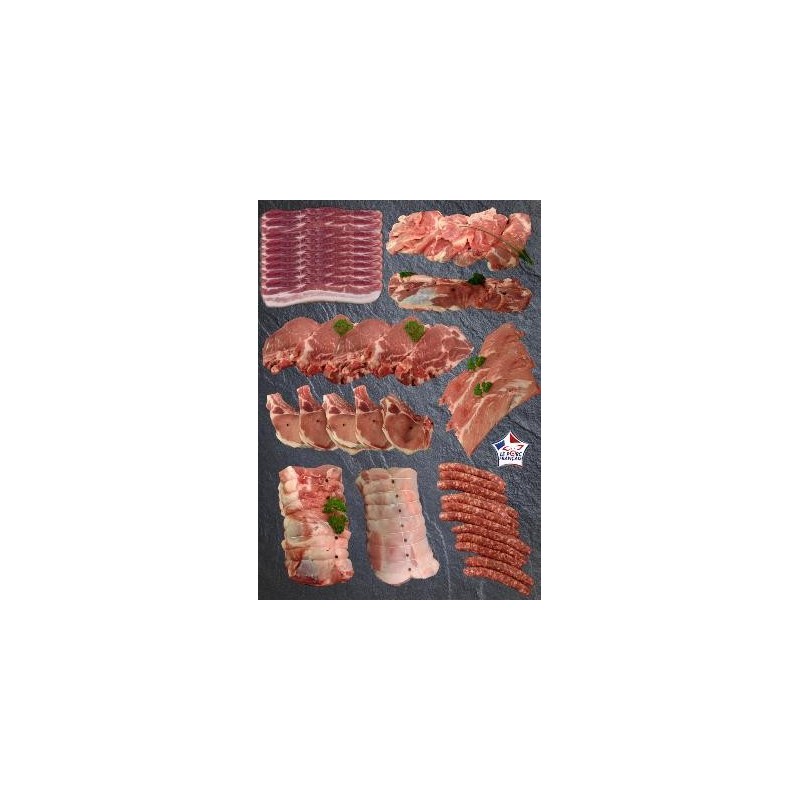 Colis viande de porc fermier d'Auvergne 9kg - Boucherie du Canal
